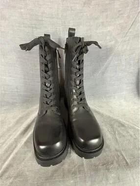 Zara | Shoes | Zara Black Combat Boots Womens Eu 4 Us 8 Lace Up Side ...